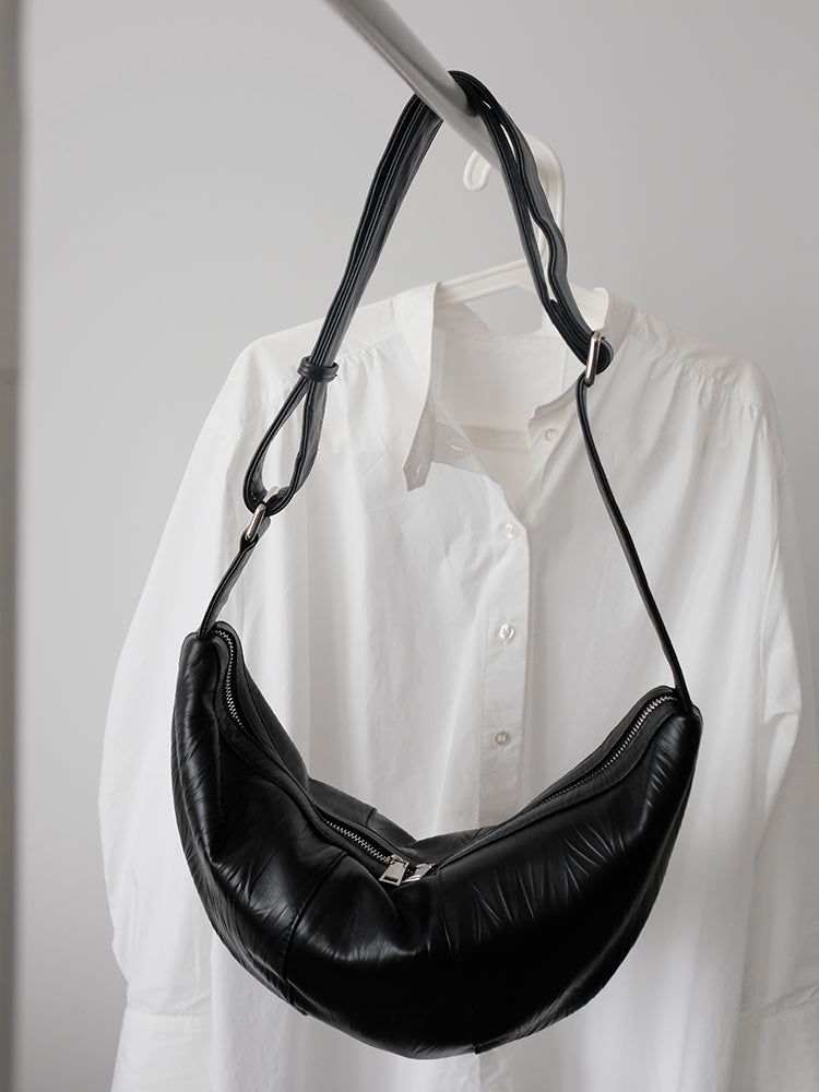 Genuine lamb Leather Croissant Crossbody Bag | Sook Stainable