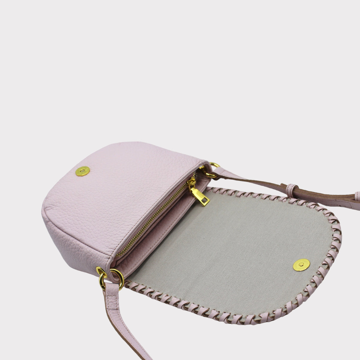 Handmade Genuine Leather Sustainable Pink Saddle Bag | Sook Stainable