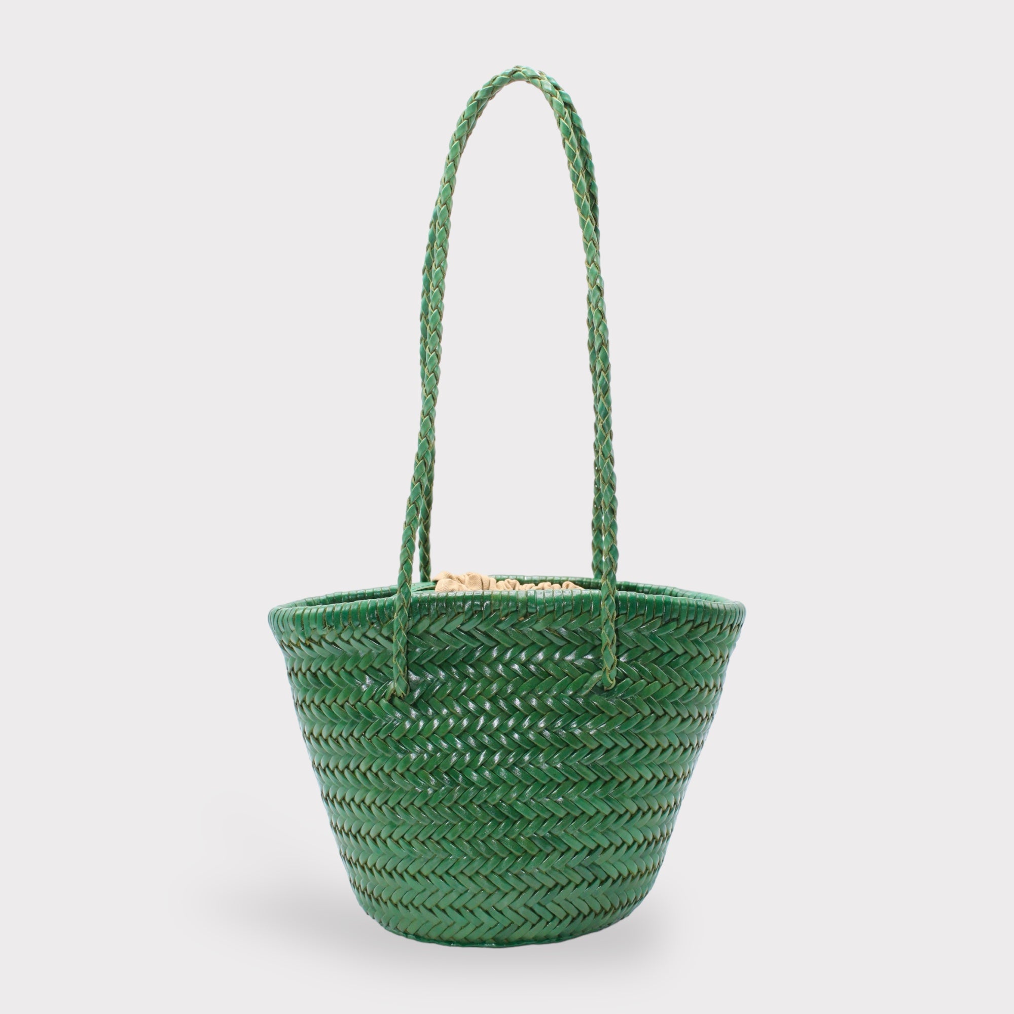 Carmel - Hand Woven Top Grain Leather Bucket Bag Green – Sook Stainable