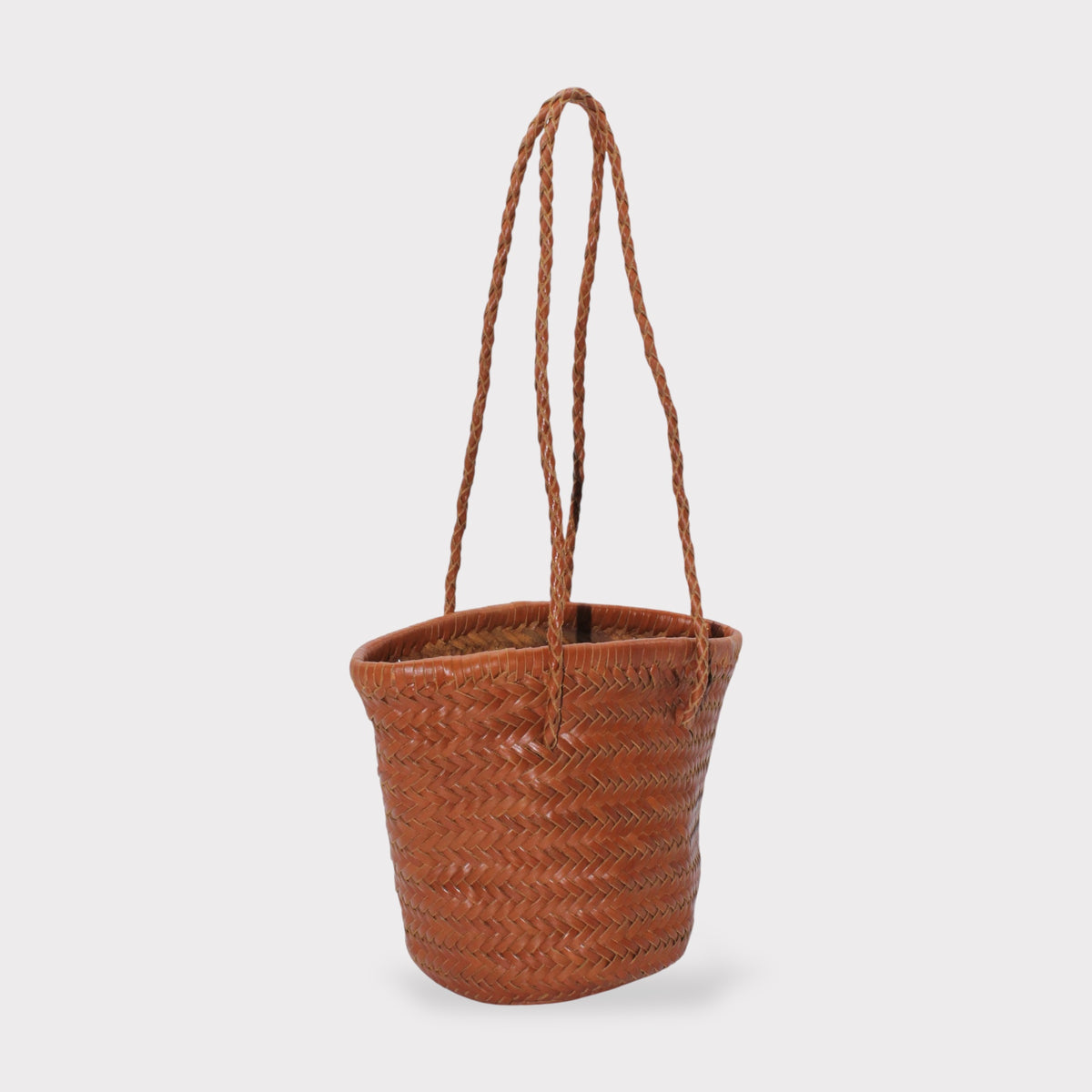 Carmel- Hand Woven Leather Shoulder Bucket Bag Brown – Sook Stainable
